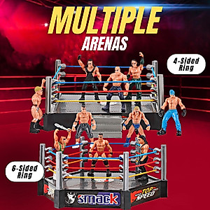 Liberty Imports Ultimate 32-Piece Wrestling Miniature Toys for Kids Pretend Play, Wrestler Figures with 2 Rings & Realistic Accessories for Boys and Girls, Great for Cake Toppers, Parties