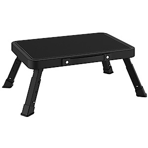 Folding Step Stool for Adults Kids, Heavy Duty Height-Adjustable Foldable Stepping Stool with Non-Slip Platform,Collapsible Foot Step Stool for Bathroom Bedroom Kitchen RVs with 500 LBS Capacity,Black