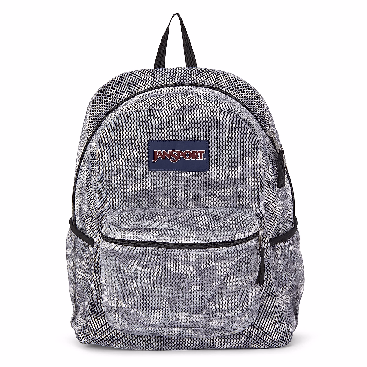 JanSport Eco Mesh Backpack, 8 Bit Camo, 17” x 12.5” x 6” - Semi-Transparent Bag for Adults with Laptop Sleeve, Padded Back Panel - Large Backpack