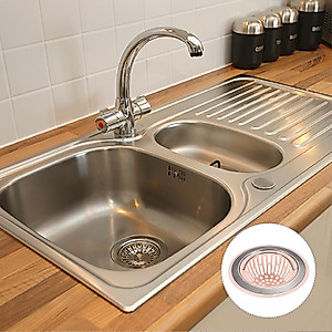 METALLIXITY Bathroom Sink Drain Strainer(4.5" x 3.1") 2pcs, Stainless Steel Sink Strainer Hair Catcher Fits for Bathroom Bathtub Wash Basin Hole Drains, Pink