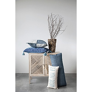 Creative Co-Op Mango 2 Woven Rope Doors, 1 Shelf and Tassel Handles Console, Bleached Wood