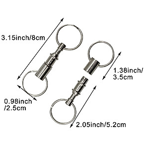 Pinenjoy 10Pcs Quick Release Keychain Detachable Pull Apart Key Rings Heavy Duty Dual Split Snap Lock Holder Silver Double Spring Key Accessory