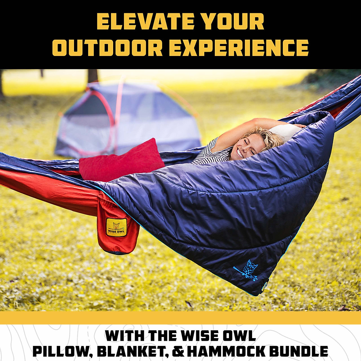 Wise Owl Outfitters Camping Hammock with Camping Pillow & Blanket - Waterproof Camping Accessories & Backpacking Gear, Camping Gear Must Haves - Blue