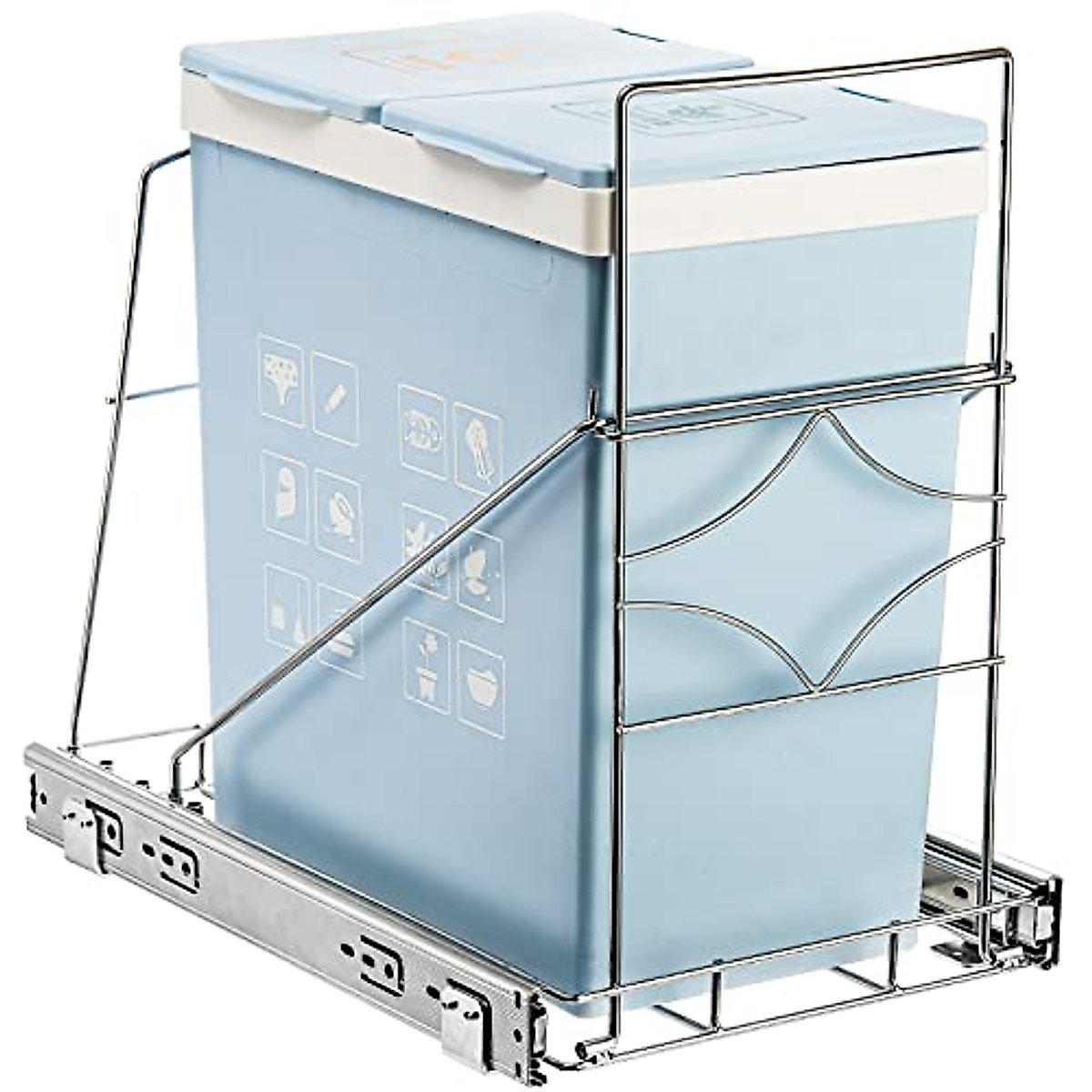 Youeon Pull Out Trash Can Under Cabinet, Adjustable Heavy Duty Under Sink Trash Can Pull Out, Slide Out Garbage Shelf for Kitchen Cabinet, Trash Can Not Included
