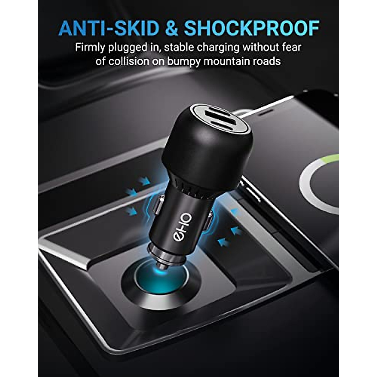 USB C Car Charger for Samsung Galaxy S22/S22 Ultra/S22+, EHO 95W PD3.0 PPS 45W 25W Super Fast Charging Dual USB C Car Charger QC3.0 30W Cigarette Lighter Adapter for Laptops, Tablets, iPhone, MacBook