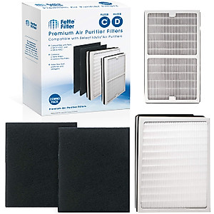Fette Filter True Hepa Air Purifier Filter Set Compatible with Idylis Air Purifier Filter Type C+D. Contains 1 Idylis C + 1 Idylis D. Includes 2 Carbon Prefilter. For Air Purifer Model IAP10280