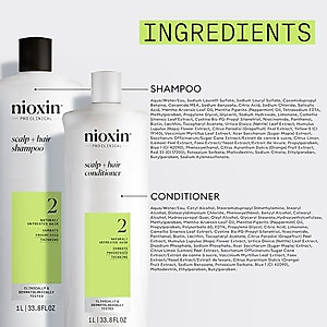 Nioxin System 2 Shampoo & Conditioner Prepack, Natural Treated Hair with Progressed Thinning, Pumps Included, 33.8 fl oz (Packaging May Vary)