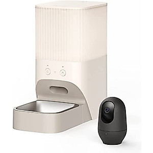 Nooie Pet Feeder and Pet Camera 2K, 360°Pan/Tilt Smart Automatic Cat Feeder, 2.4GHz Wi-Fi, 3.8L Dry Food Dispenser,Portion Control,Low Food Detection, Wi-Fi Baby Monitor Night Vision, Two-Way Audio