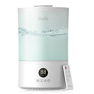 Grelife Humidifiers for Bedroom, 4L Top Fill Cool Mist Humidifier with Night Light, Quiet, Humidistat, Auto Shut-Off, Timer, Easy Clean, Ultrasonic Air Humidifier for Home, Baby Nursery & Plants