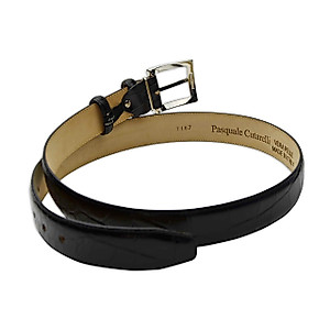 PASQUALE CUTARELLI Mens Crocodile Pattern Italian Leather Belt Black Small 34 Inches