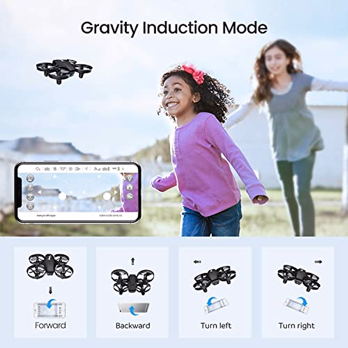 Potensic A20W Drone for Kids, Mini Drone with Camera 720P HD, RC Drone 3 Batteries, Altitude Hold, Headless Mode, Gravity Sensor, One Key Start Easy for Beginners