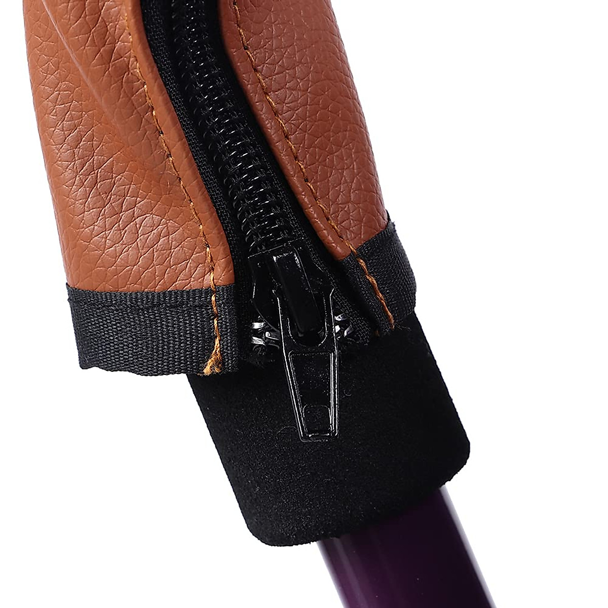 Stroller PU Leather Handle Sleeve Cover with Zipper Removable Baby Stroller Armrest Cover Stroller Accessories(Brown)
