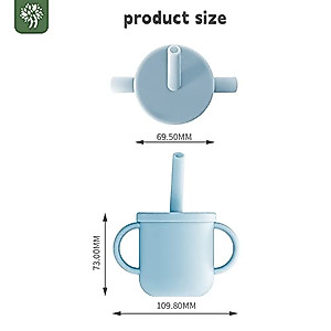 Hippywell 100% Silicone Baby Straw Cup Training Cup | Shatterproof Toddler Cup with Straw and Non-Slip Handles | 5 Oz Capacity | Perfect for Babies 6+ Months (Blue)