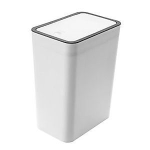 HERCHR Plastic Trash Can with Lid, Thin Trash Cans Bathroom Garbage Can Small Trash Can with Lid Slim Trash Bin Waste Basket for Bathroom(White)