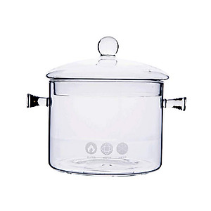 DOITOOL Glass Saucepan with Cover, Clear for Cooking on Stove, 1 Liter Glass Cooking Saucepan for Pasta Noodle, Soup, Milk, Tea (14 x 19.5 x 16cm)