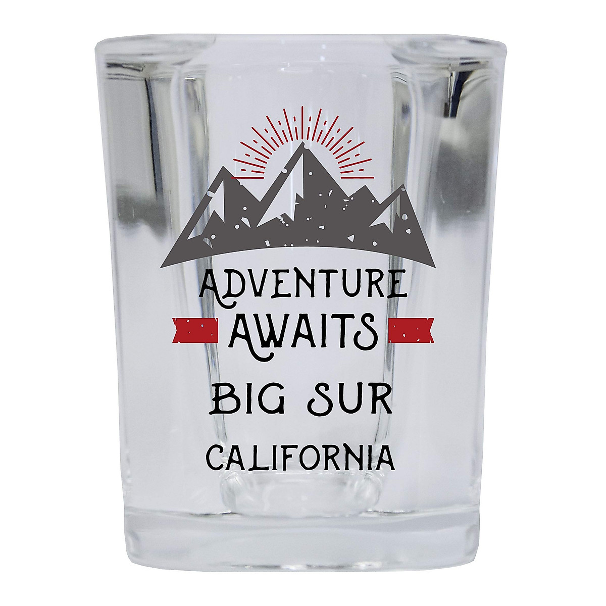 R and R Imports Big Sur California Souvenir 2 Ounce Square Base Liquor Shot Glass Adventure Awaits Design