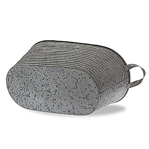 The Lucky Clover Trading Oblong Galvanized Metal with Ridges-Large Container, Silver
