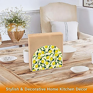 Napkin Holder, Clear Acrylic Paper Napkin Holders Tropical Plant Lemon Tissue Box Dispenser Stand Tabletop Space Saver Upright Napkin Towel Holders for Kitchen Restaurant Home Decor