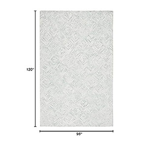 SAFAVIEH Abstract Collection Area Rug - 8' x 10', Grey & Turquoise, Handmade Wool, Ideal for High Traffic Areas in Living Room, Bedroom (ABT428F)