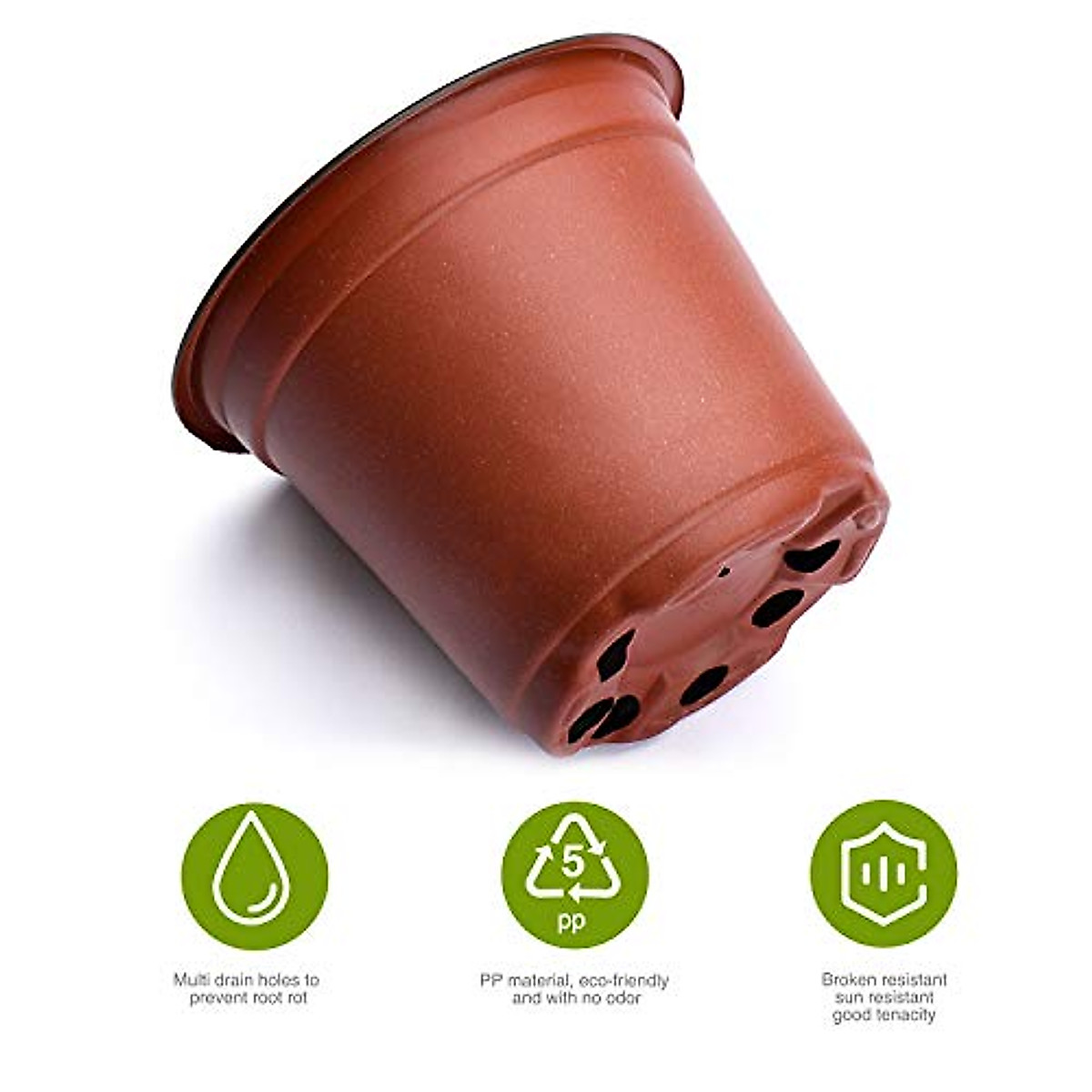Delxo 100 Pcs 4 Inch Plants Nursery Pots Reusable Plant Seeding Nursery Pot Waterproof Plastic Pots Seed Starting Pots
