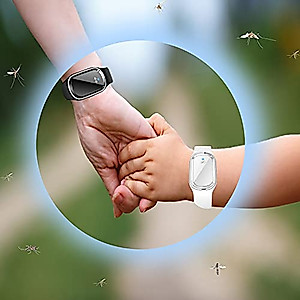 Wskvlcg Mosquito Repellent Bracelet with Time Display , Ultrasonic Mosquito Repellent Electronic Watch USB Rechargeable Anti M Black