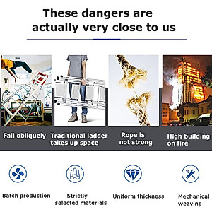 FGQCBBYC Fire Escape Window Ladder, Emergency Rope Ladder Fireproof Rescue Escape Ladder for Disaster, Evacuation and Wall Repair Indoor Outdoor/32Ft/10M (26ft/8m)