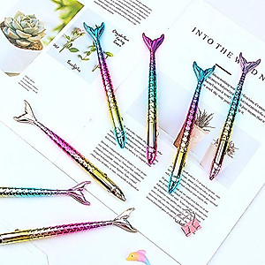 Abgream Pack of 24 Mermaid Pens - Creative Liquid Gel Ink Rollerball Pen for School Home Office Stationery Store Kids Girls Women Coworkers Gift, Party Supplies (0.5mm Black Gel Ink Pen)