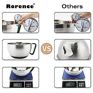 Rorence Mixing Bowls Set: Stainless Steel Non-Slip Bowls with Pour Spout, Handle and Lid - Set of 3 - Green