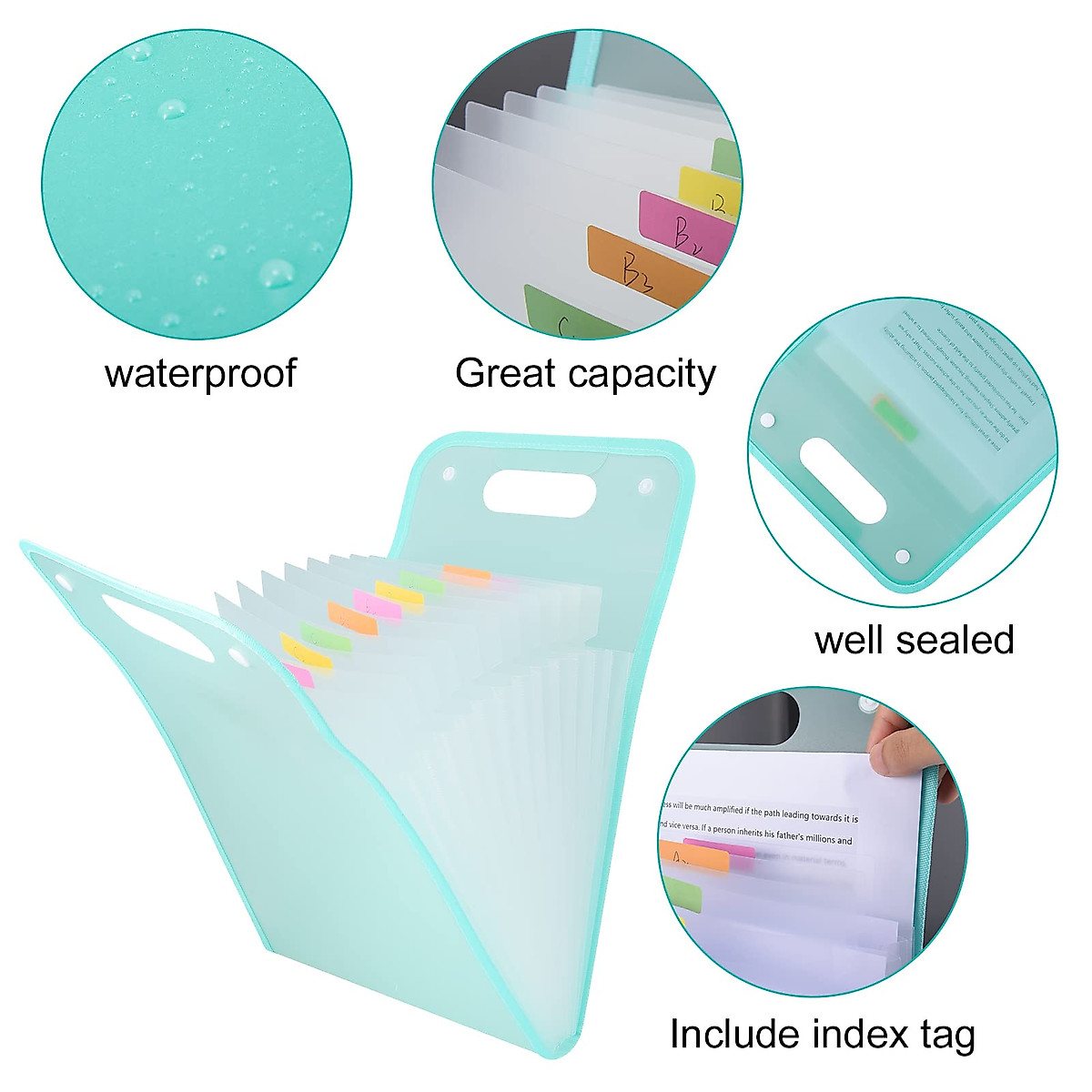 Jspupifip 2 Pcs Vertical Accordion Folder, 13 Pockets According File Folder Organizer Expanding File Folder Waterproof Document Receipt Organizer Accordian Filing Folder for Classroom, Home, Office