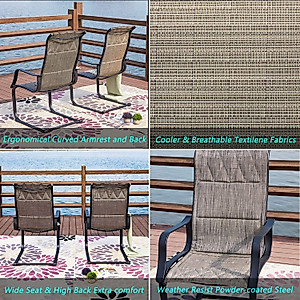 Festival Depot 2 Pieces Patio Chairs Spring Motion Textilene Weather Resistant Metal Outdoor Furniture for Lawn Garden Balcony Pool Backyard