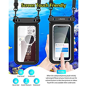 v-Golvin Waterproof Phone Pouch, 2 in 1 IPX8 Cellphone Dry Bag Waterproof Case for iPhone 14 13 12 11 Pro Max SE 2020 XS Max XR X 8 7 6s Plus S22 S10 S20 S21 Ultra Note 20/10 Up to 7 inches, Black