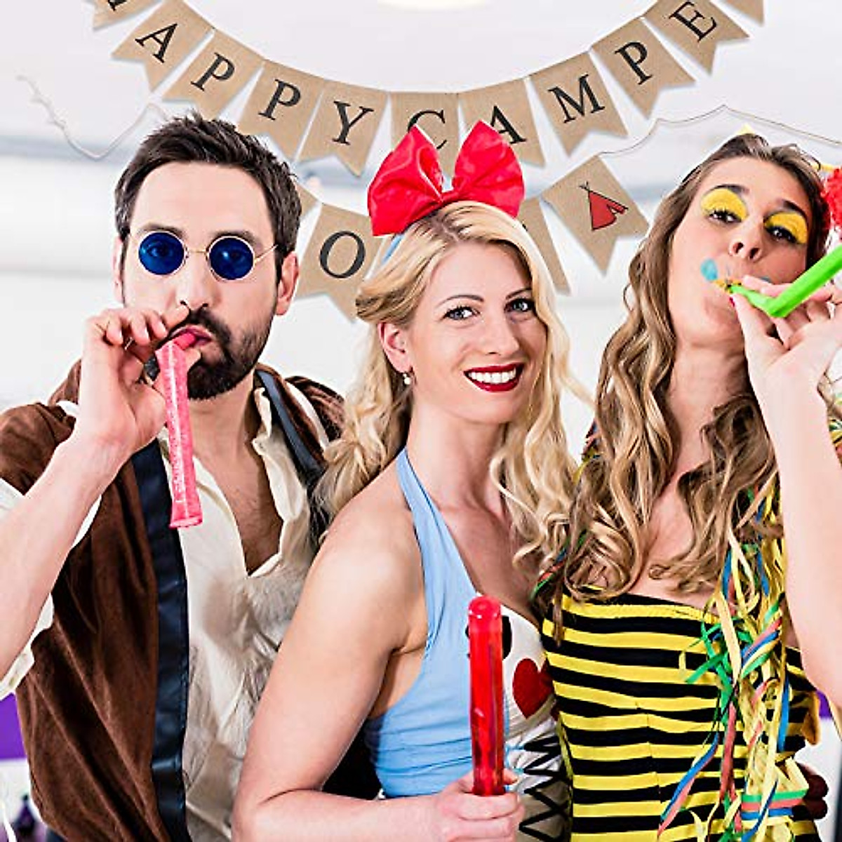 Amosfun One Happy Camper Burlap Banner Camping Party Decoration Happy Camper Birthday Decorations Retirement Birthday Camper Yard Decoration