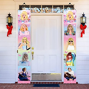 2Pcs Taylor Birthday Porch Sign Door Hanging Banner Birthday Party Supplies for Taylor Theme Wall Decorations