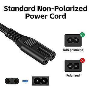 AC Power Cord 6FT(2 Pack), 2 Prong TV Power Cord, Power Supply Cable Replacement for Xbox One S, Xbox One X, Xbox Series X, PS3, PS4, PS5, Compatible for Printer, Monitor, Sound Bar, Game Console