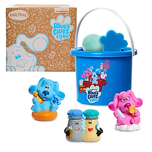 Blue's Clues & You! Bath Bucket 7-Piece Set, 3 Water Toys, 1 Figure, Bath Fizzy, Sponge and Bucket, Kids Toys for Ages 3 Up, Amazon Exclusive