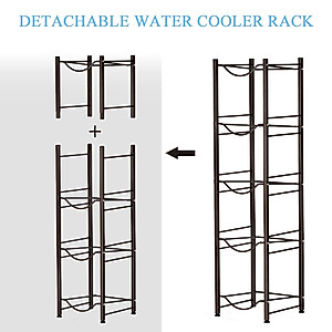5 Gallon Water Bottle Holder Water Cooler Jug Rack 5 Tier Water Jug Holder Storage Racks Organizer Heavy Duty Detachable for 5 Bottles Home, Kitchen, Office, Black