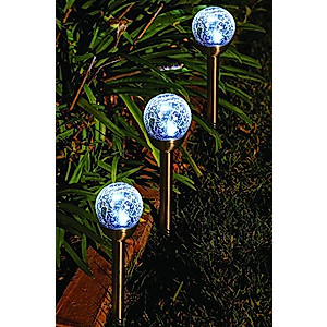 One Stop Gardens 3 Pc. Solar Glass Crackle Ball Pathway Light Set