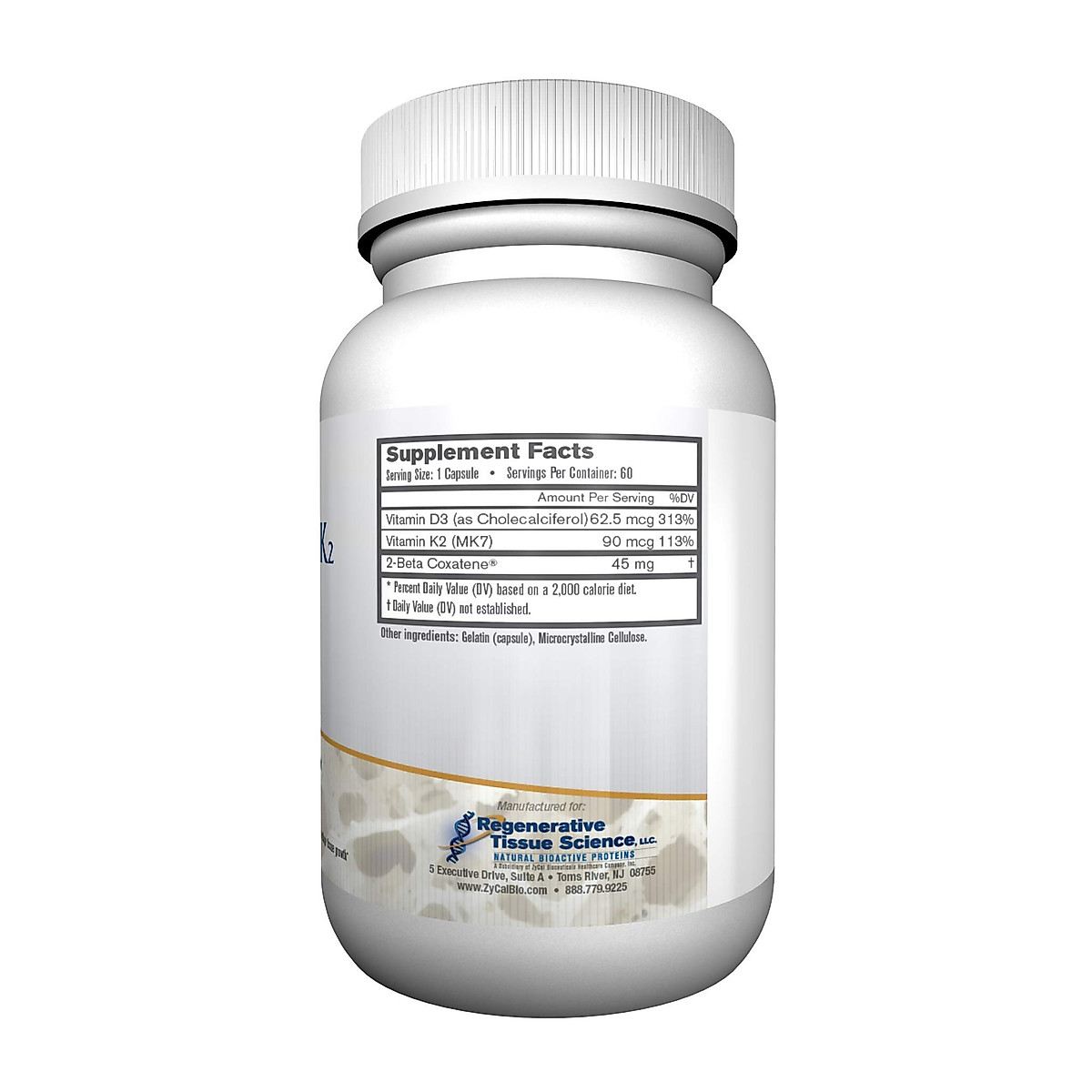 ZYCAL Vitamin D3/K2 Supplement (60 Capsules), Improve Your Bone and Joint Health, Superior Bone Support, Promote Healthy Function, Boost Your Immune System, Non-GMO, Gluten-Free