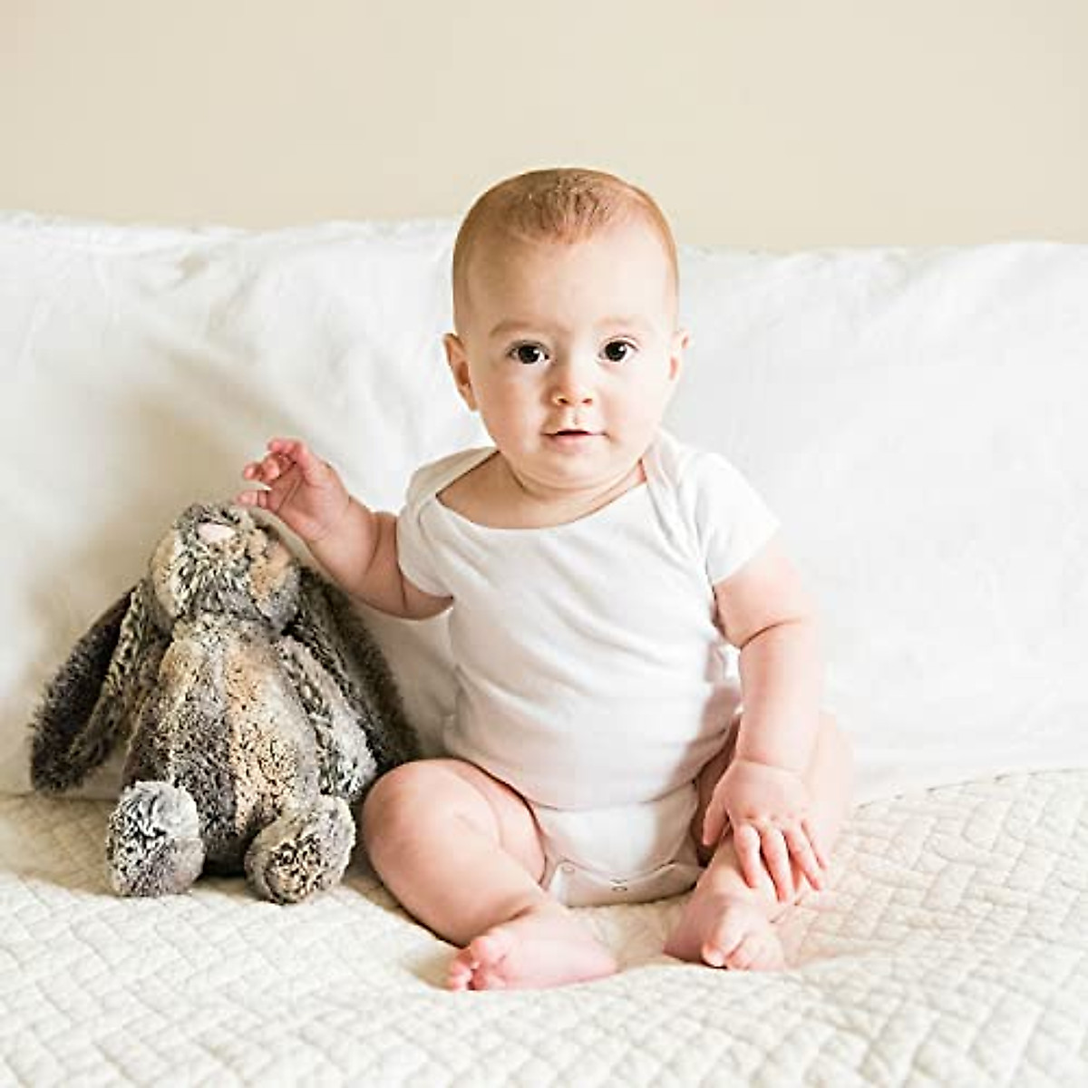 vvfelixl Baby Bodysuits Unisex Little Panda Stars Short Sleeve Cotton Baby Clothes for Boys Girls 3M White