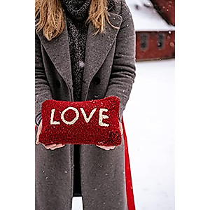 Chandler 4 Corners Artist-Designed Love Hand-Hooked Wool Decorative Throw Pillow (8” x 12”) Valentine's Day Pillow for Couches & Beds - Easy Care, Low Maintenance Love in Red Pillow for Anniversaries