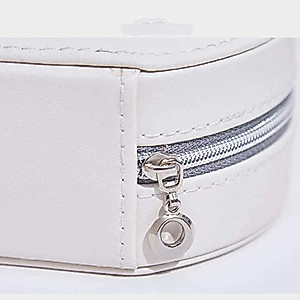 ZZYINH AN207 Leather Portable Jewelry Box Jewel Casket Portable Makeup Organizer Beauty Travel Box Festival Gift Small Jewelry (Color : White)