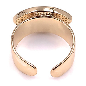 LESLIE BOULES 18K Gold Plated Evil Eye Enamel Ring Adjustable for Women