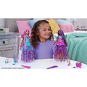 Barbie Doll with Two Fairytale Pets and Fantasy Dress, Barbie “Brooklyn” Doll From Barbie A Touch of Magic, 7-inch Long Fantasy Hair