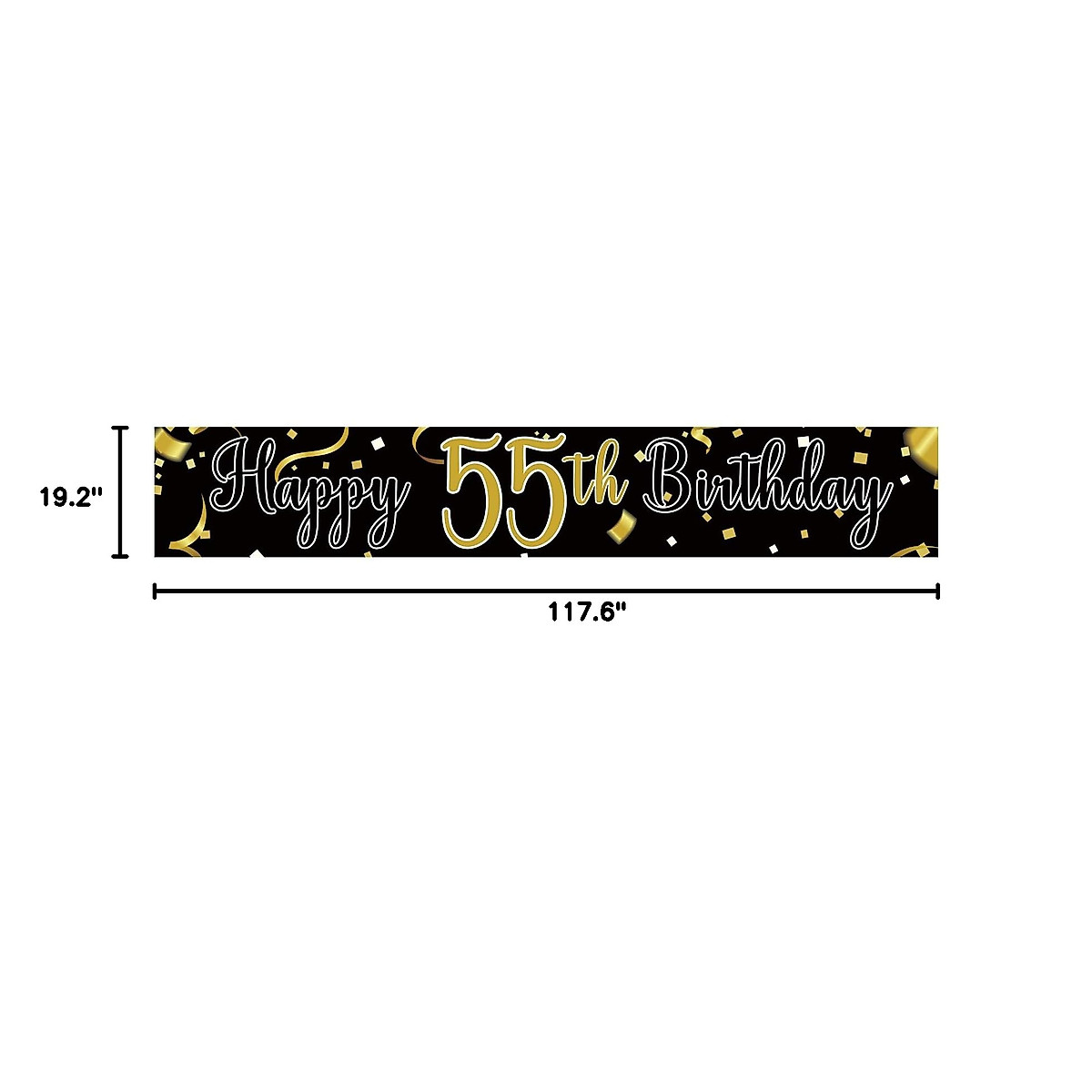 Large Happy 55th Birthday Banner, Cheers to 55 Years & 55 Fabulous, Birthday Hanging Banner, Birthday Party Decoration Supplies, Celebration Flag(9.8 x 1.6 ft)
