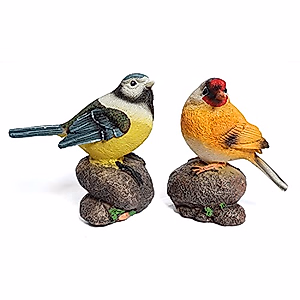 PLUSMORE Set of 2 Robin Ornament Bird Statue Animal Figurine Garden Sculpture Home Indoor Outdoor Decor Yard Lawn Resin
