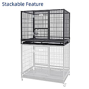 Homey Pet 43" Stackable Heavy Duty Cage W/Feeding Door, Casters and Tray