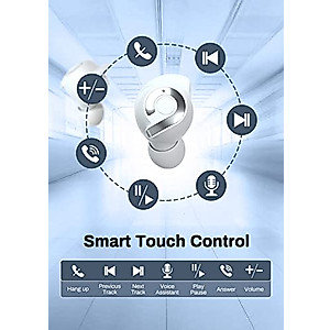 Wireless Earbuds, Bluetooth 5.3 Earbuds, 32H Playtime True Wireless Bluetooth Earbuds with Charging Case and LED Power Display, Sport Workout Earbuds Built in Mic Waterproof Bass Sound Headset (White)