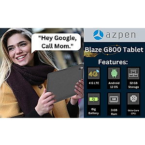 Azpen 8 Inch Unlocked LTE Tablet with Android 12 OS Octa Core CPU 3GB RAM 32GB Storage Dual Cameras IPS HD Display for T-Mobile and AT&T Network