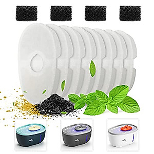 iPettie Water Fountain Filters for Avocado Fountain, IP-AD21-F8, 8PCS Carbon Filters and 4PCS Foam Filters