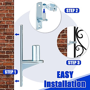 Dunzy 4 Pcs Heavy Duty Wall Mount Gate Hinge Pipe Gate Hinge Chain Link Fence Pressed Steel Chain Link Fence Frame Outdoor Hardware